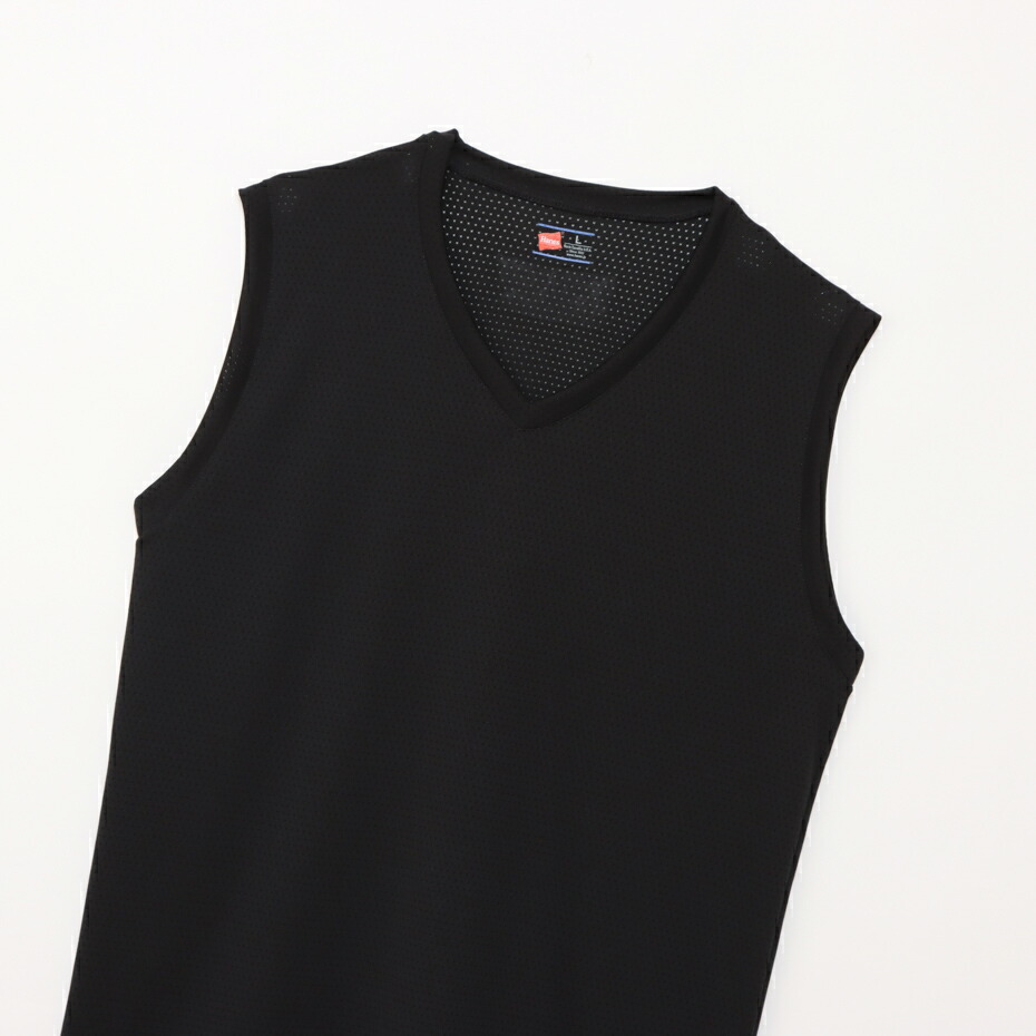 【楽天市場】HANES/V NECK SLEEVE LESS SHIRTS BLACK：FeelFORCE