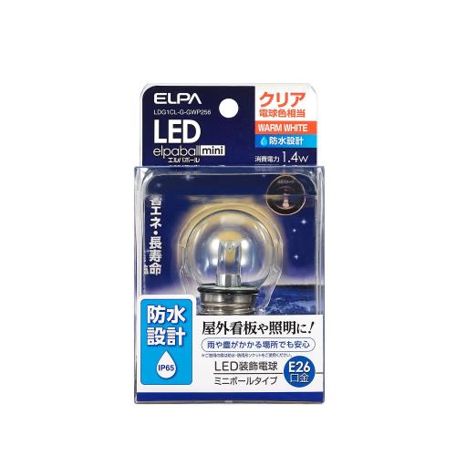 【楽天市場】エルパ(ELPA) LED電球G40形 LED電球 照明 E26 電球色相当 防水設計:IP65 LDG1CL-G-GWP256：FIDELA