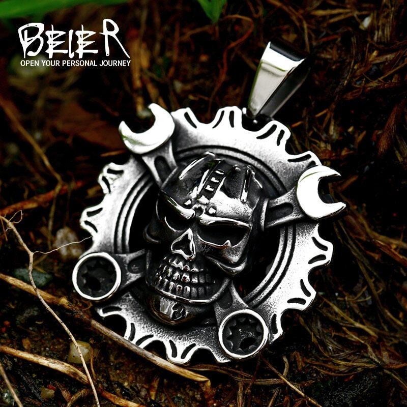 【楽天市場】【送料無料】 ペンダント モーターサイクル ステンレス チェーン 自転車 バイク スカル スケルトン メンズ 男性 クール 重い ...