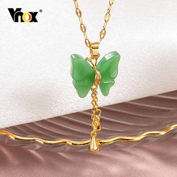 【楽天市場】【クーポン利用で3130円】 ペンダント ネックレス チョウ 蝶 バタフライ ステンレス チェーン ストーン フリーサイズ レース ...