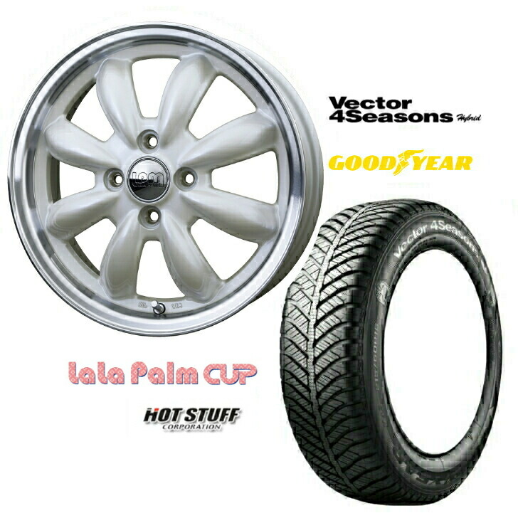 【楽天市場】14×4.5J インセット +45 4H-100 ホイール 4本155/65R14 75H 新品 オールシーズンタイヤ セット ...