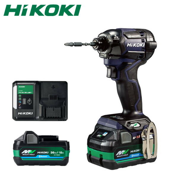 【楽天市場】HIKOKI(日立工機)36Vコードレスインパクトドライバ WH36DC(2XPDSZ) カラー：ディープオーシャンブルー(D)バッテリー計2コ付＋力こぶビット標準付属 ...
