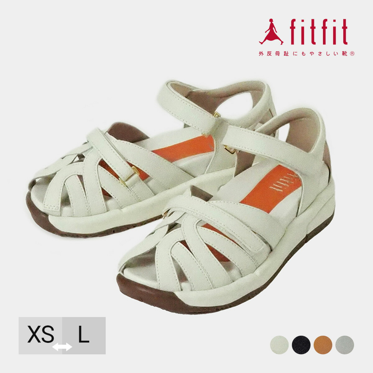 【楽天市場】【サイズ交換送料無料】外反母趾 痛くない サンダル レディース 靴 fitfit レザーアジャスタブルサンダルWoW コンフォートシューズ 歩きやすい 痛くない ぺたんこ きれいめ ...