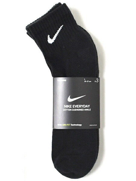 【楽天市場】NIKE 3P EVERYDAY CUSHION QUARTER SOCKS【SX7667-010-BLACK】：FIVE STAR DS