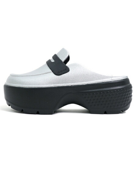 【楽天市場】【SALE】crocs STOMP METALLIC LOAFER SILVER/BLACK【210363-01V-SILVER ...