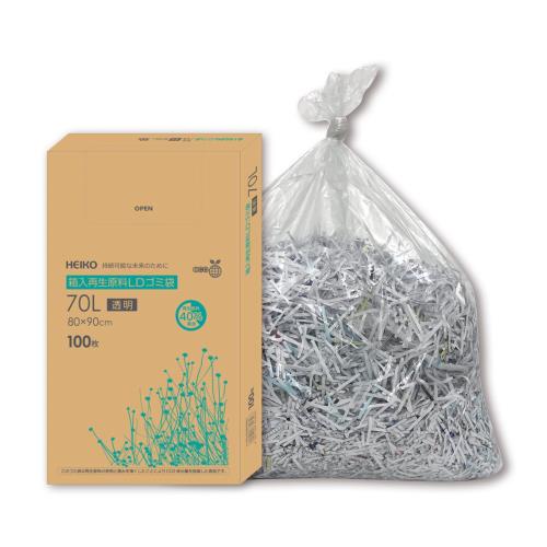 【楽天市場】ケース販売 シモジマ HEIKO ゴミ袋 70L 透明 横80cm×縦90cm 厚み0.025mm 400枚（100枚×4箱） 箱入 再生原料LD ゴミ袋 70l ビニール袋 ...