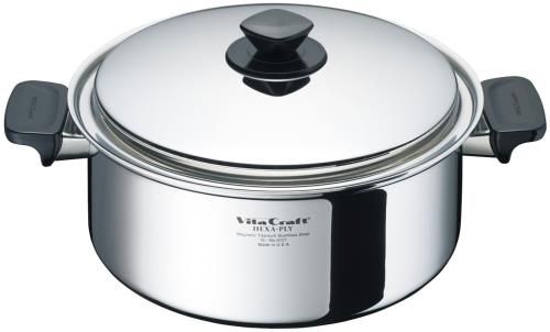 【楽天市場】ビタクラフト 両手鍋 IH対応 ステンレス 蓋付 10年保証 ヘキサプライ アメリカ製 5.5L 6127 シルバー：Fleume