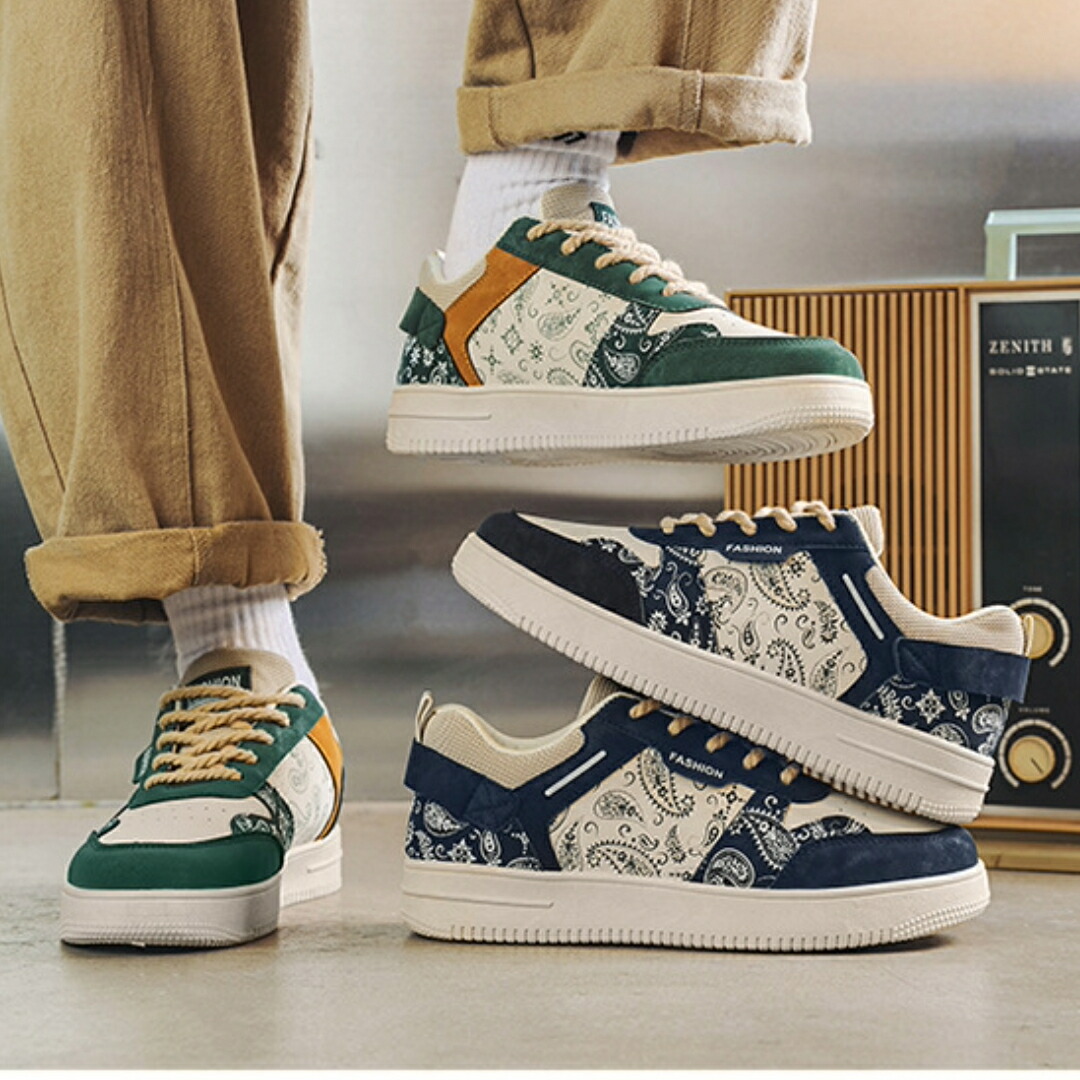 【楽天市場】メンズ スニーカー エスニック キリム柄 ペイズリー柄 シューズ 靴 おしゃれ カジュアル 春 夏 秋 冬 ネイビー レッド：FleurUneffe