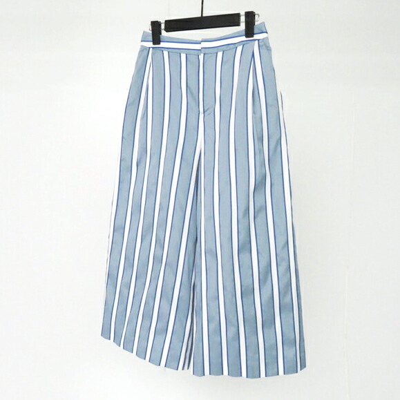 【楽天市場】【中古】Rouge vif ルージュヴィフ ワイドパンツ ストライプ柄 ガウチョパンツ ポリエステル×コットン ライトブルー× ...