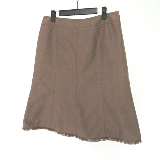 【楽天市場】【美品】23区 フレアスカート 裾フリンジ リネン混 キャンバス地 スカート 麻×コットン サイズ48 茶 ブラウン系 レディース ...