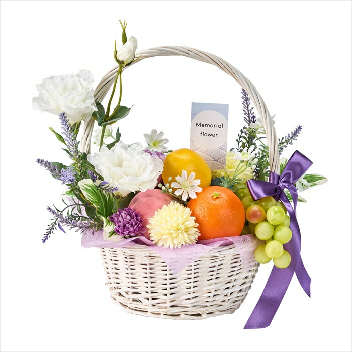 【楽天市場】【アレンジメント（キット・セット含む） アーティフィシャルフラワー 造花】 お供えフルーツバスケット za005902-zzz フ ...