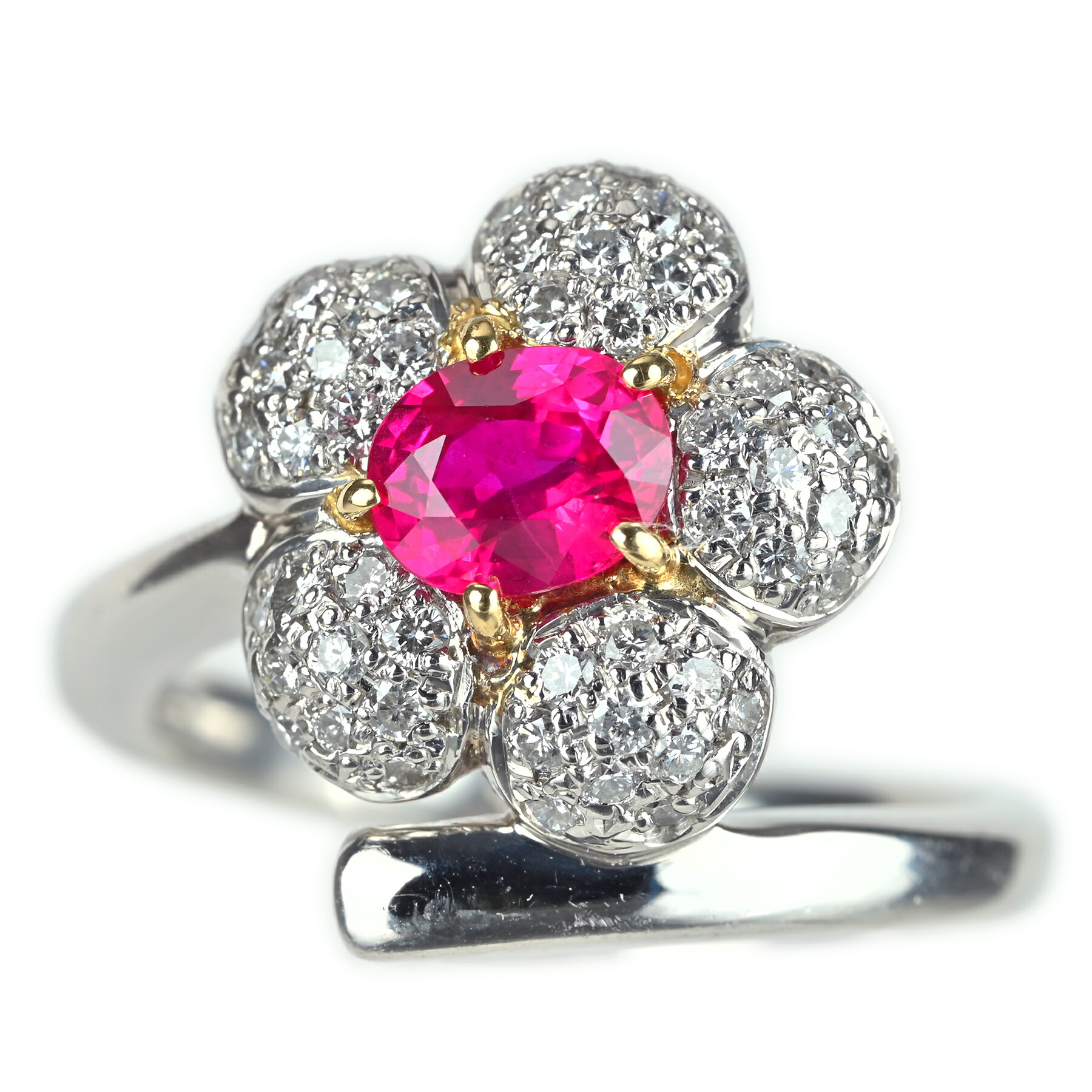 【楽天市場】【中古】PT900/K18YG RUBY ルビーリング 0.785ct D0.51ct CGLソーティング 10.1g #12.5 ...