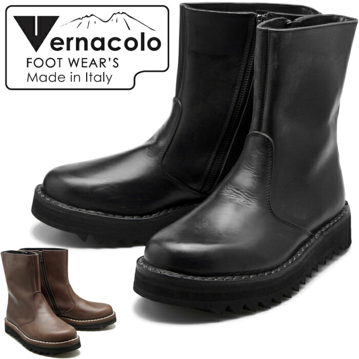 【楽天市場】【お買い物マラソンポイント最大10倍】 Vernacolo SIDE ZIP BOOTS ベルナーコロ サイドジップブーツ ブーツ ...