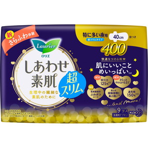 【楽天市場】ロリエ エフ しあわせ素肌 超スリムタイプ 特に多い夜用 羽つき 400 9コ入(配送区分:A2)：フォーモスト
