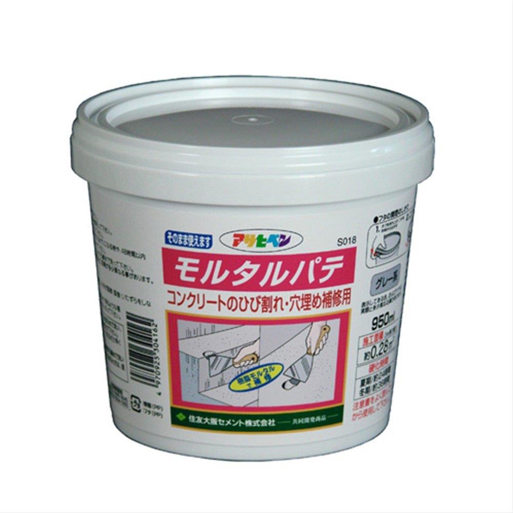 【楽天市場】アサヒペン モルタル補修材 モルタルパテ 950ml S018グレー系 コンクリート モルタル ひび割れ 穴埋め 補修 ペースト状 ...