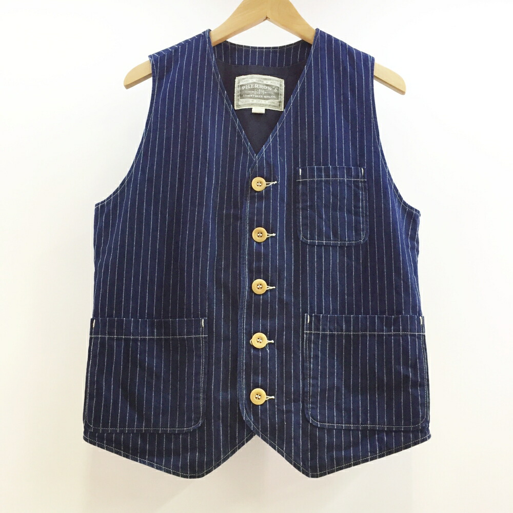 【楽天市場】PHERROW'S(フェローズ) ウォバッシュベスト PV1-W サイズ：40 カラー：ネイビー【中古】【128 アメカジ】【鈴鹿 併売品】【128-230828-05OS ...