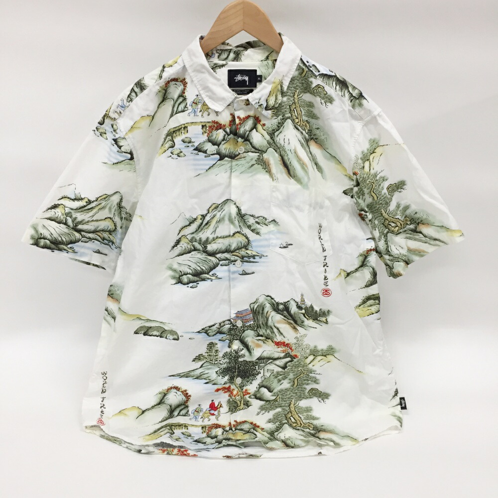【楽天市場】STUSSY(ステューシー) China World Tribe 半袖シャツ サイズ：XL カラー：ホワイト・グリーン系【中古 ...