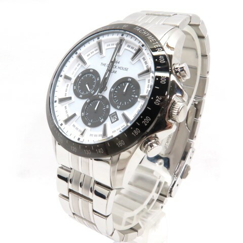 【楽天市場】1964 THE CLOCK HOUSE ザ・クロックハウス メンズ 腕時計 ビジネス カジュアル ソーラー クロノグラフ MBC1003-WH1A ホワイト×ブラック パンダ ...