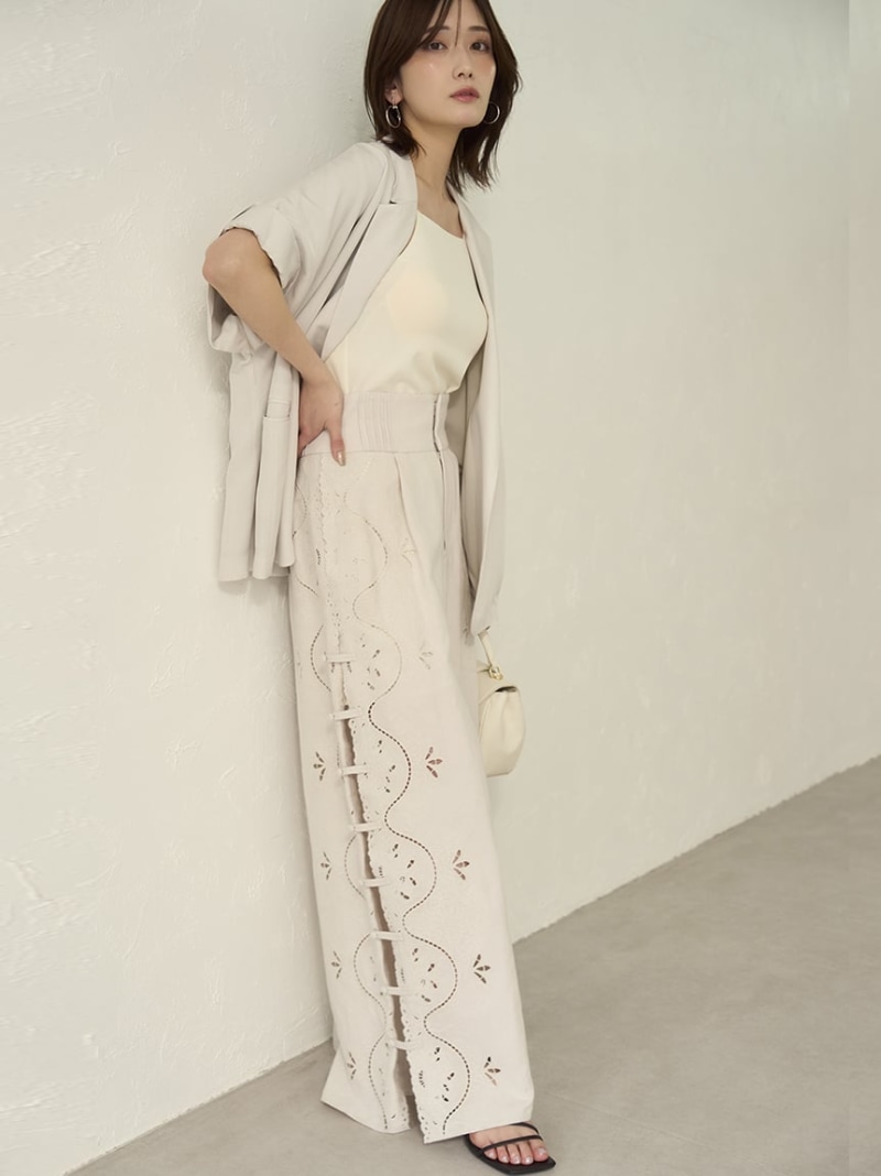 【楽天市場】カットワークレースワイドパンツ FRAY I.D フレイ アイディー パンツ その他のパンツ ブラック イエロー【送料無料 ...