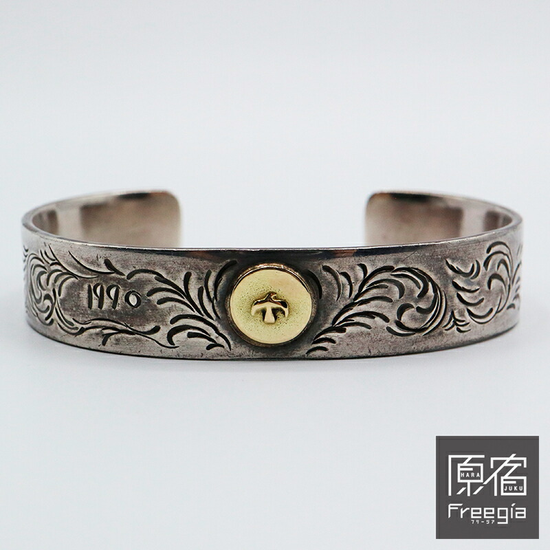【楽天市場】ゴローズ goro's 原宿フリージア オールド物 金メタル付唐草平打ちバングル 1990年号彫り エンド イーグルスタンプ2羽【Size：M】【原宿・明治通りFREEGIA ...