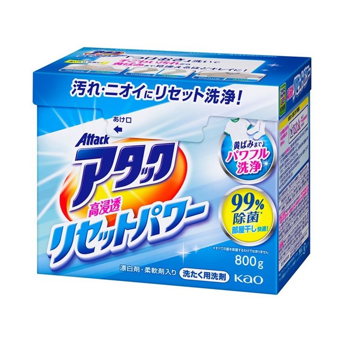 【楽天市場】アタック 高浸透リセットパワー 800g 花王 Kao 洗濯 洗濯洗剤 粉洗剤 汚れ 黄ばみ 漂白 部屋干し臭 皮脂 ニオイ 大容量 簡単 衣料用 詰替え 詰め替え 詰替 ...