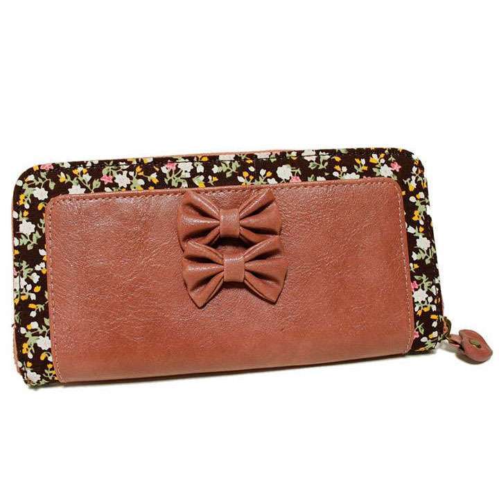 【楽天市場】長財布 ロングウォレット 花柄 リボン アンティーク レザー ピンク[4918883]：Fried Jam