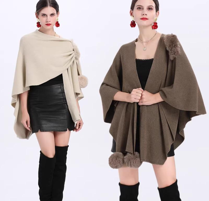 【楽天市場】レディース アウター マント ケープ ポンチョ コート ショール 暖かい ファー 秋冬 大判 おしゃれ 防寒 ウール パーティ 黒 ...