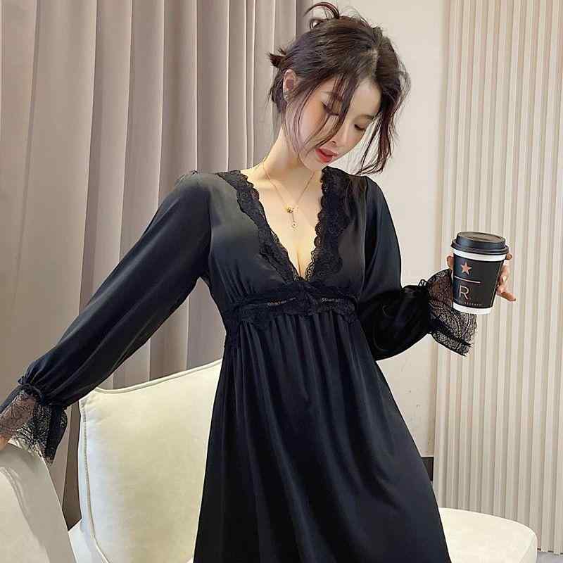 【楽天市場】ネグリジェ ナイトドレス レディース 春秋 長袖 半袖 ワンピース きれいめ 上品 レース 胸パッド セクシー ひんやり サテン ...