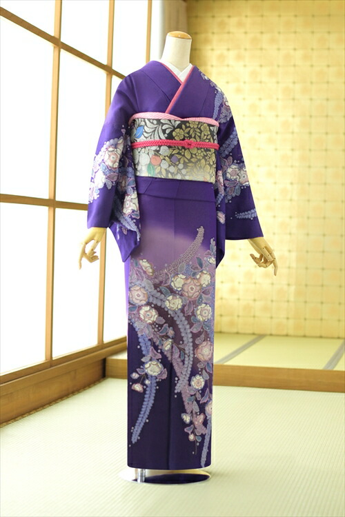 【楽天市場】【レンタル】 訪問着 レンタル 雅紫辻が花 mh1058 女性 袋帯 着物 金通しの紫地 《身長》157cm～166cm位 M/L ...