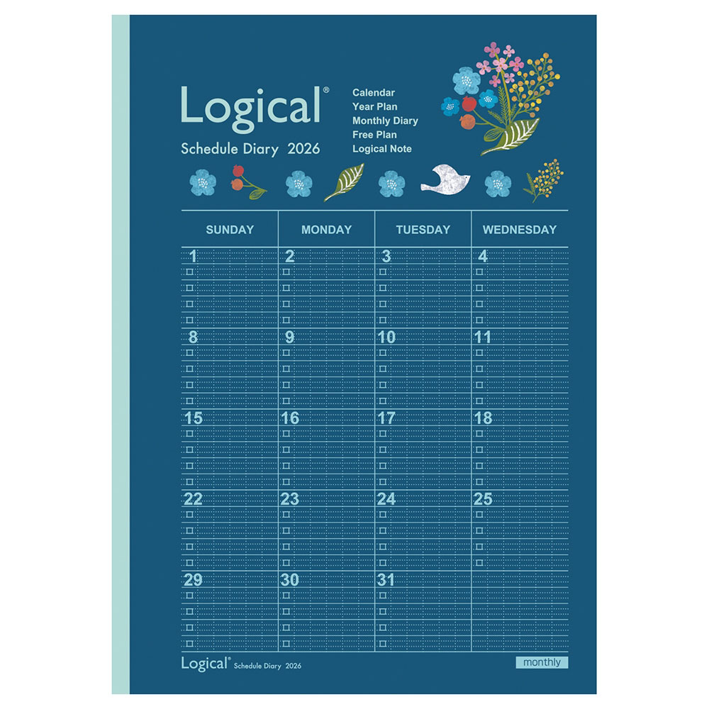 【楽天市場】【2026年度版手帳】 ナカバヤシ ロジカルダイアリー 2026 月間ノートタイプA／A5／フラワー NS-A502-26AS2 【ポスト投函1】【CHI】：フエルショップ