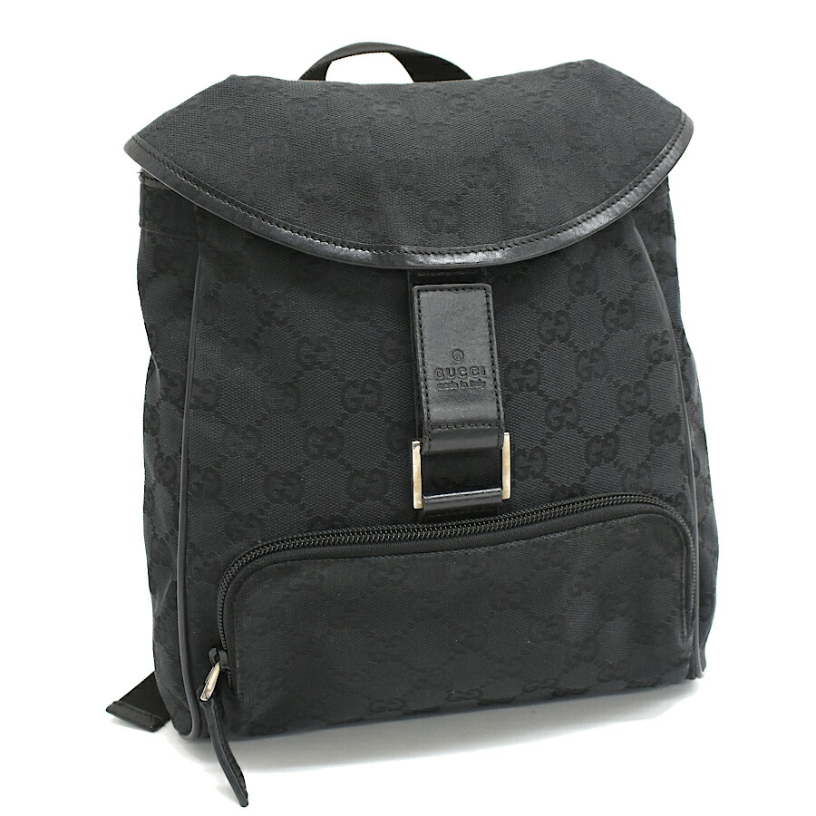 【楽天市場】【中古】グッチ リュックサック 019.0352.001998 GGキャンバス ジャガード レザー ブラック GUCCI [送料 ...
