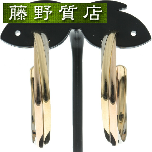 【楽天市場】(美品)カルティエ CARTIER トリニティ ピアス 3連 3カラー フープ K18 PG × WG × YG 証明書 ...