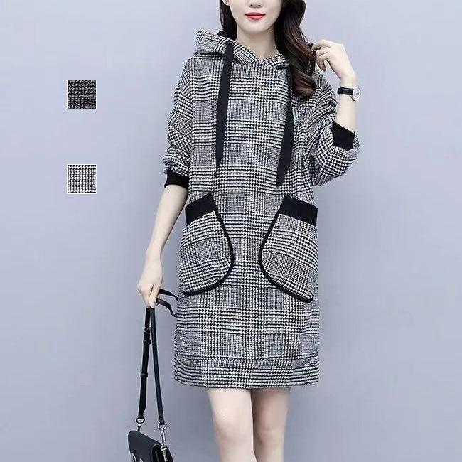 【楽天市場】ワンピース パーカーワンピース 裏起毛パーカー パーカー プルオーバー チェック柄 フード ポケット 保温防寒 レディース ...