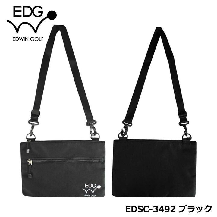 【楽天市場】EDWIN GOLF サコッシュ EDSC-3492 (ブラック) ショルダーストラップ付ポーチ エドウィン レザックス ...