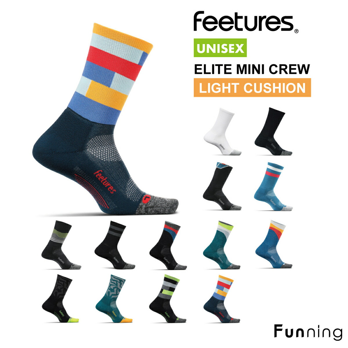 【楽天市場】Feetures フィーチャーズ ELITE MINI CREW LIGHT CUSHION 靴下 ソックス ランニングソックス ...