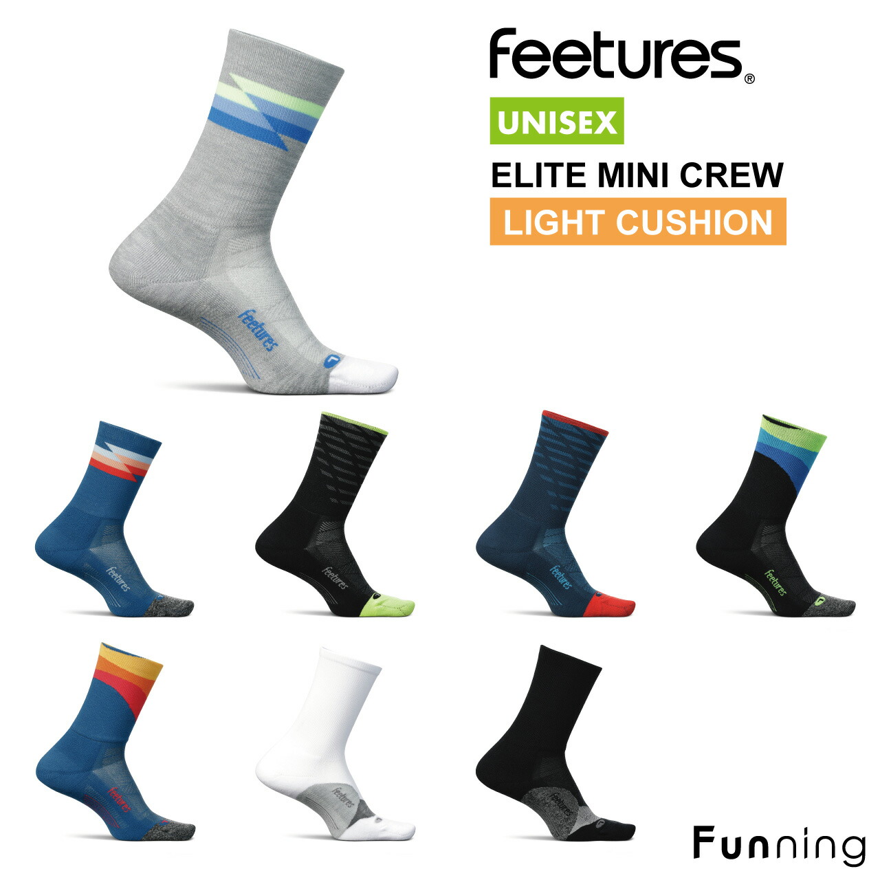 【楽天市場】Feetures フィーチャーズ ELITE MINI CREW LIGHT CUSHION 靴下 ソックス ランニングソックス ...