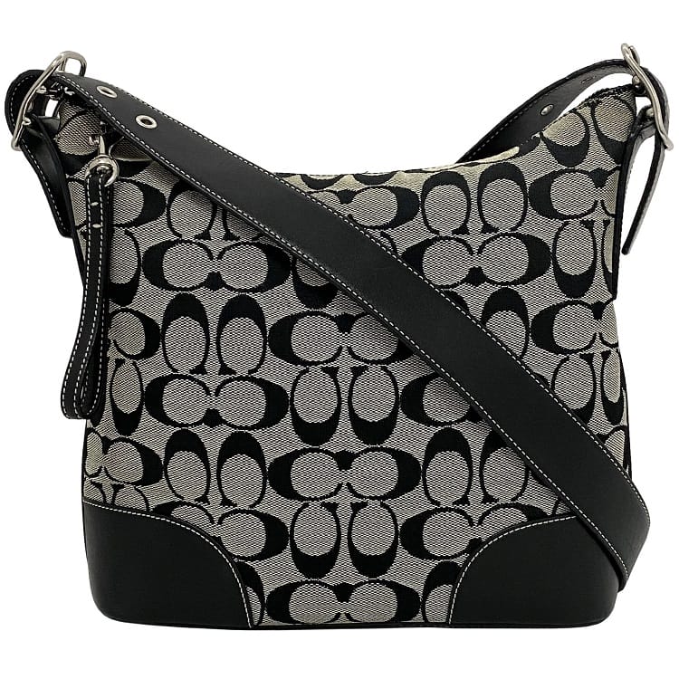 【楽天市場】【送料無料】 コーチ 2way ショルダーバッグ ブラック グレー シグネチャー 6347 ワンショルダー キャンバス レザー ...