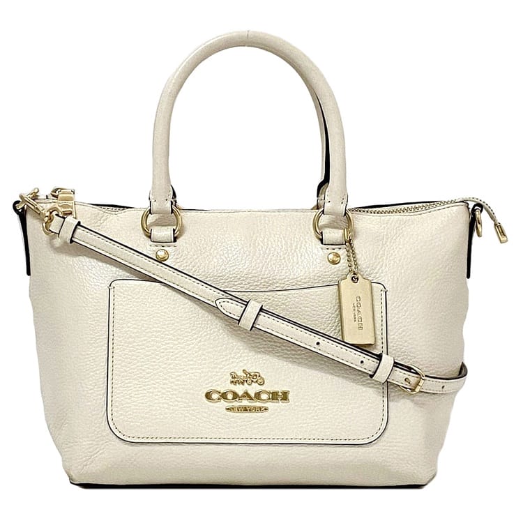 【楽天市場】【送料無料】 コーチ 2way バッグ ec-21803 ホワイト F31466 ミニエマ サッチェル レザー 中古 COACH ...