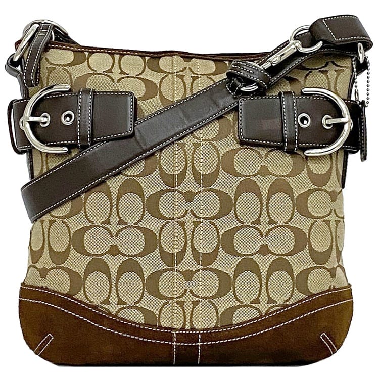 【楽天市場】【送料無料】 コーチ ショルダーバッグ ec-22652 ベージュ ブラウン シグネチャー 3574 2way バッグ キャンバス ...