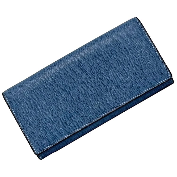 【楽天市場】【送料無料】 ヴァレクストラ 二つ折り 長財布 ec-23123 ブルー 財布 美品 レザー 中古 I 00 Valextra ...