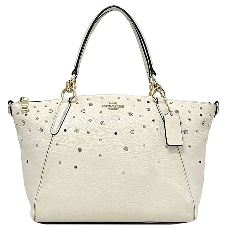 【楽天市場】【送料無料】 コーチ トートバッグ ec-23177 ホワイト F22321 美品 レザー スタッズ 中古 COACH 星 マルチカラー チャーム付 ファスナー 定番 人気 女性 ...