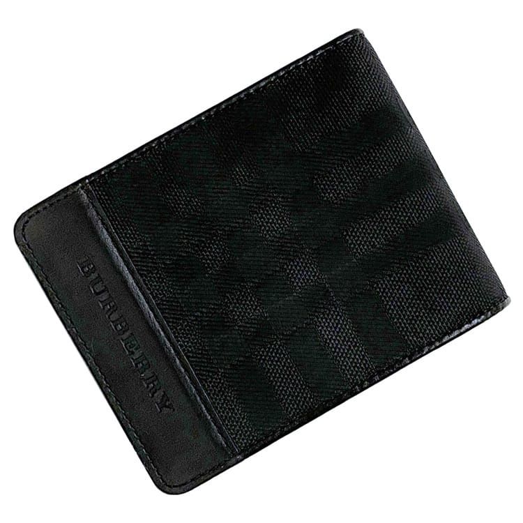 【楽天市場】バーバリー 二つ折り 財布 ec-22037 ブラック チェック柄 美品 キャンバス レザー 中古 BURBERRY シンプル ...