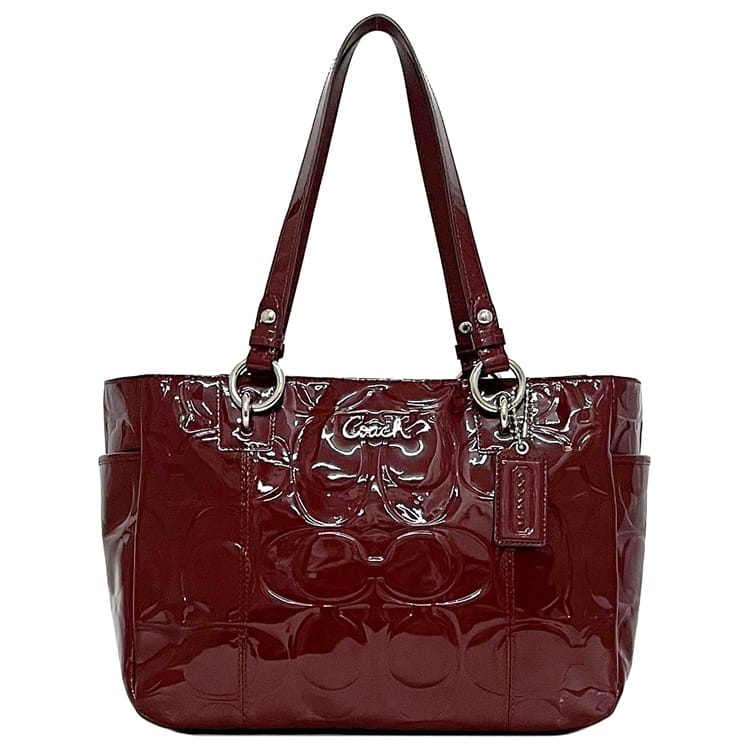 【楽天市場】コーチ トートバッグ ec-23164 ボルドー ギャラリーエンボス F17728 美品 パテント レザー 中古 COACH ...
