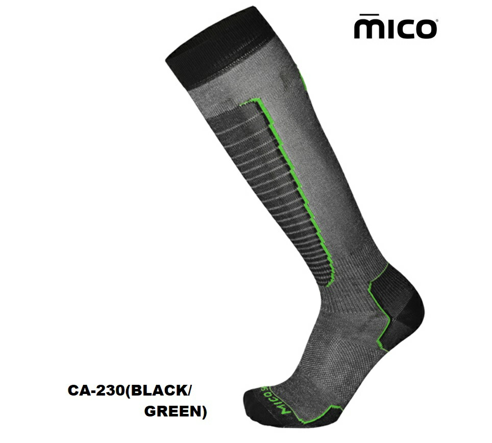 【楽天市場】mico ミコ【SKI SOCKS CA230：BLACK/GREEN】WARM CONTROL LIGHT スキーソックス ユニセックス スキー靴下 速乾性に優れた薄型ソックス ...