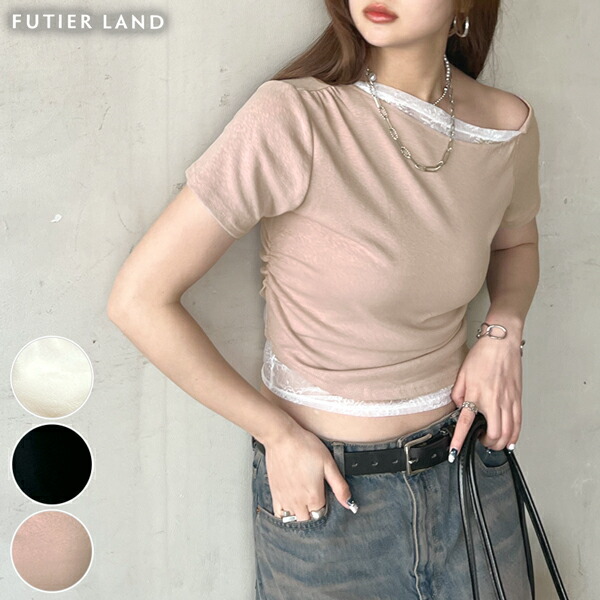 【楽天市場】最大30％OFFクーポン★期間限定SALE！ Tシャツ 半袖 オフショル レース 綿混 レイヤード 大人可愛い フェミニン 上品 ...