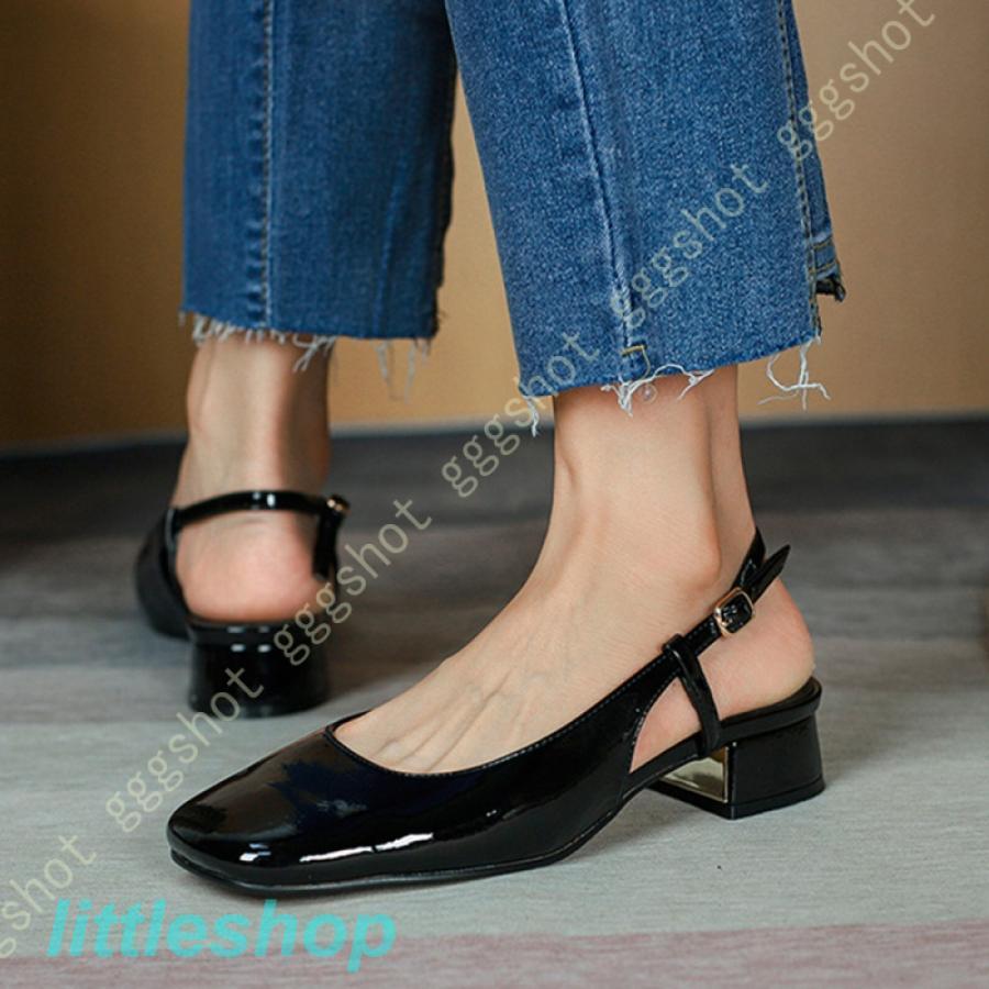 【楽天市場】パンプス 3.5cmヒール ストラップ レディース 靴 スクエアトゥ 美脚 セパレートパンプス バックストラップ 疲れにくい コンフォート ローヒール：AURA DESIGN