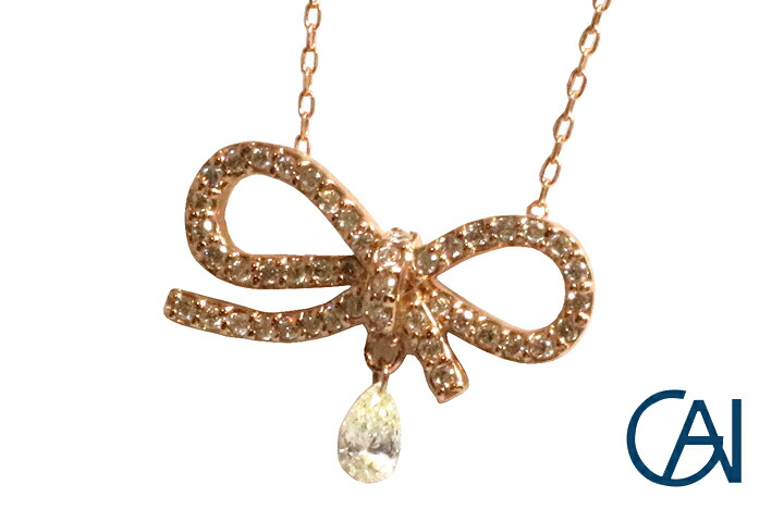 【楽天市場】K18PG D0.40ctリボンモチーフダイヤモンドネックレス【新品】：GAI