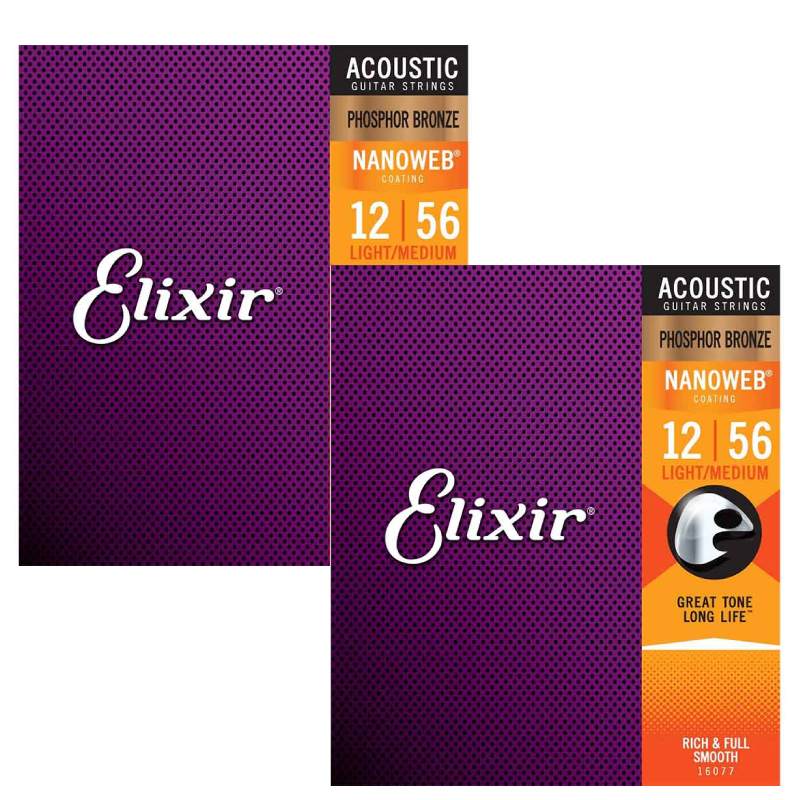 【楽天市場】〈2set〉Elixir 16077 ACOUSTIC NANO WEB Phosphor Bronze Light-Medium ...