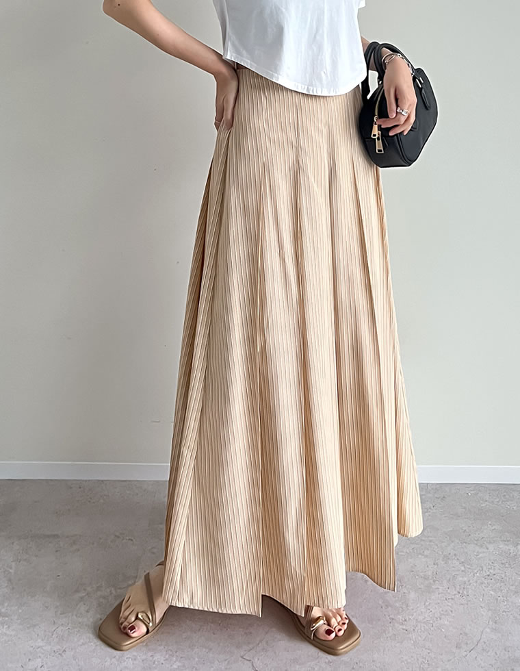 【限定！20%OFFクーポンで4399円】SC-Lサイズ [低身長サイズ有]マルチストライプブロードプリーツスカート レディース / スカート ロングスカート プリーツスカート フレア ...