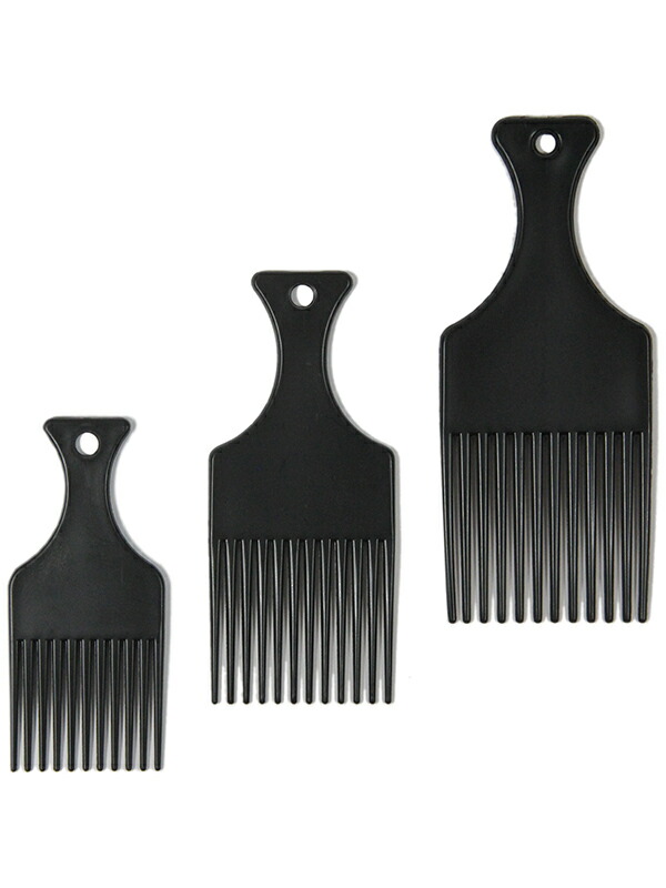【楽天市場】メール便対応1点まで【インポート】AFRO COMB 3P SET black アフロコーム クシ 3点セット ブラック：game ...
